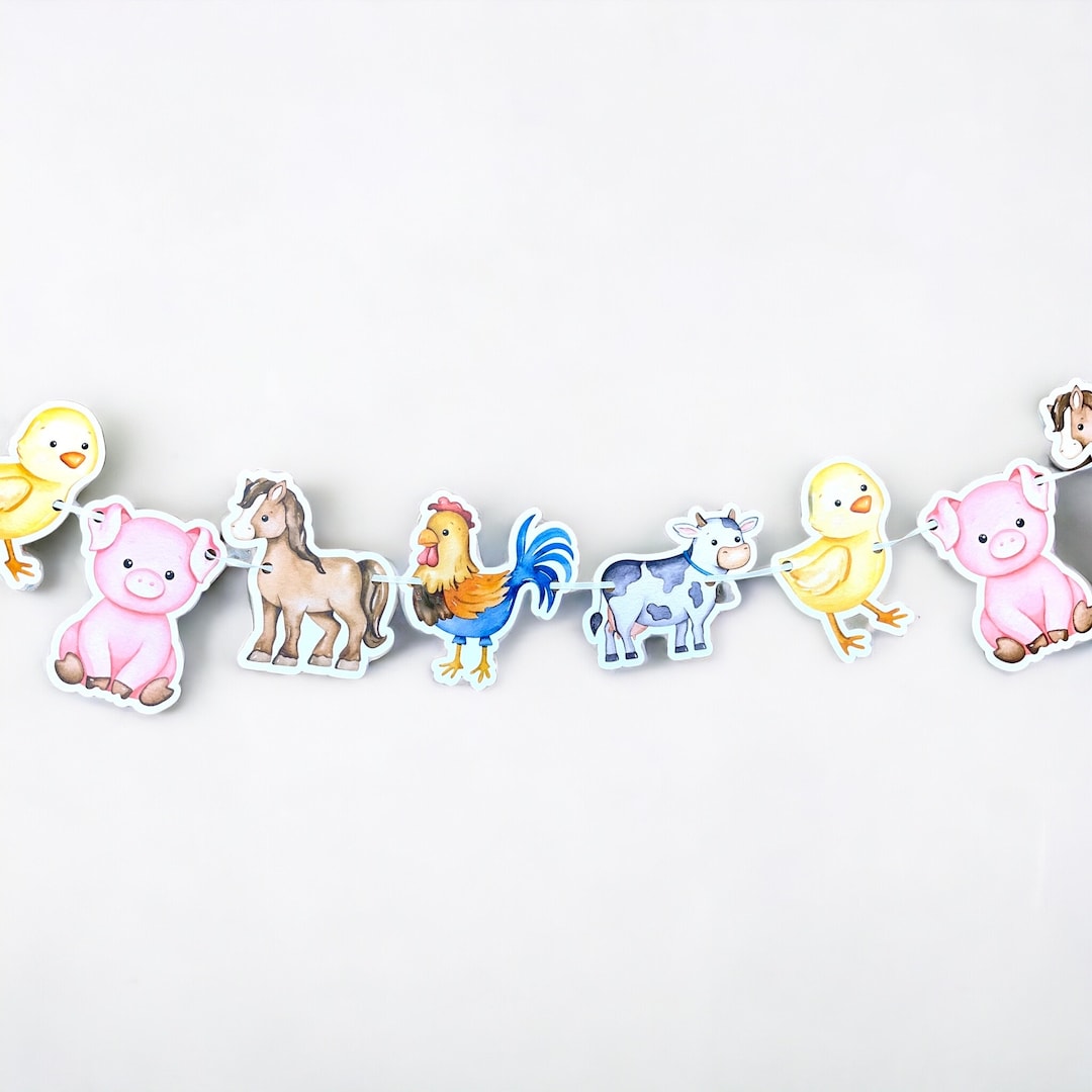 Farm Animal Banner Farm Animal Party Decorations Barnyard Birthday ...