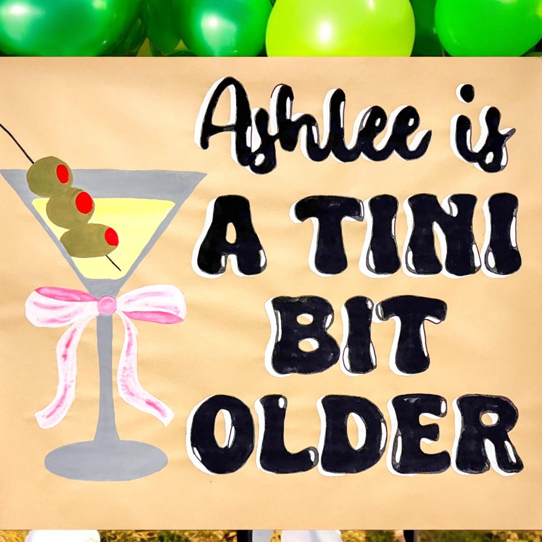 A Tini Bit Older | Hand Painted Banner | 30th Birthday | Martini Theme ...