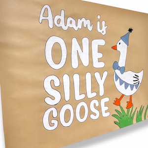 Hand Painted Party Banner | One Silly Goose | First Birthday ...