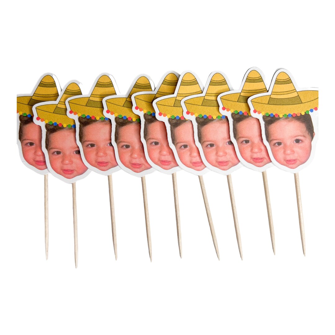 Fiesta Cupcake Toppers and Party Decor Personalized With Face for ...