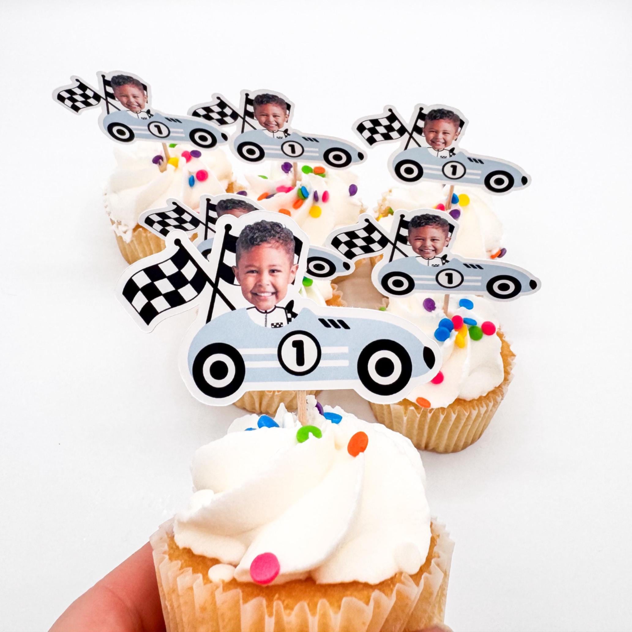 Blue Racing Toppers | Cupcake Toppers | Photo Head | Fast One ...