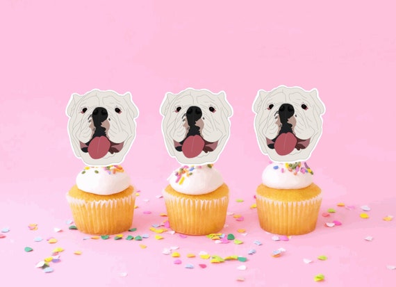 English Bulldog Topper Cupcake Cake English Bulldog | Etsy