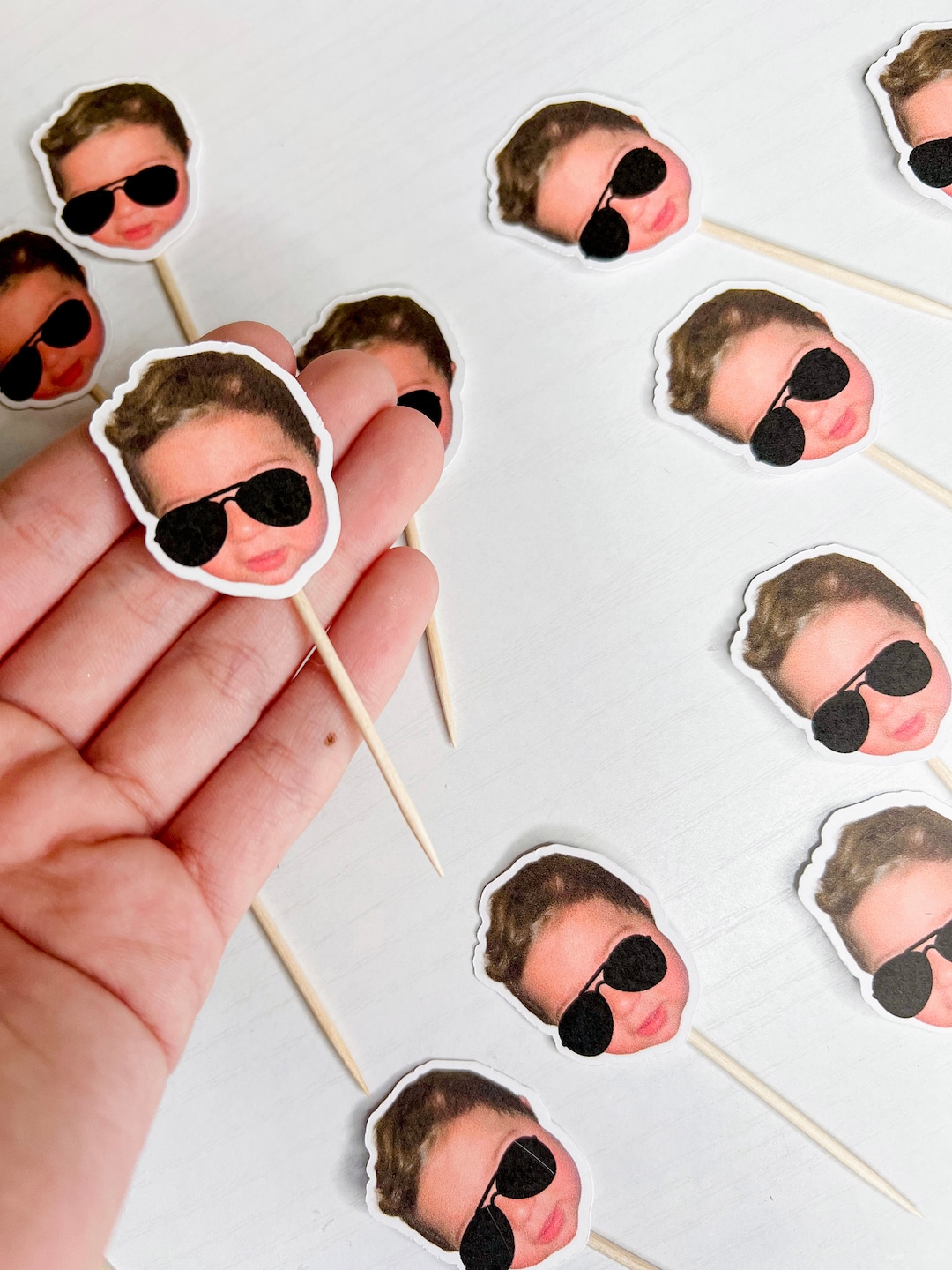 Two Cool Party Cupcake Toppers Cupcake Toppers Photo Head First ...