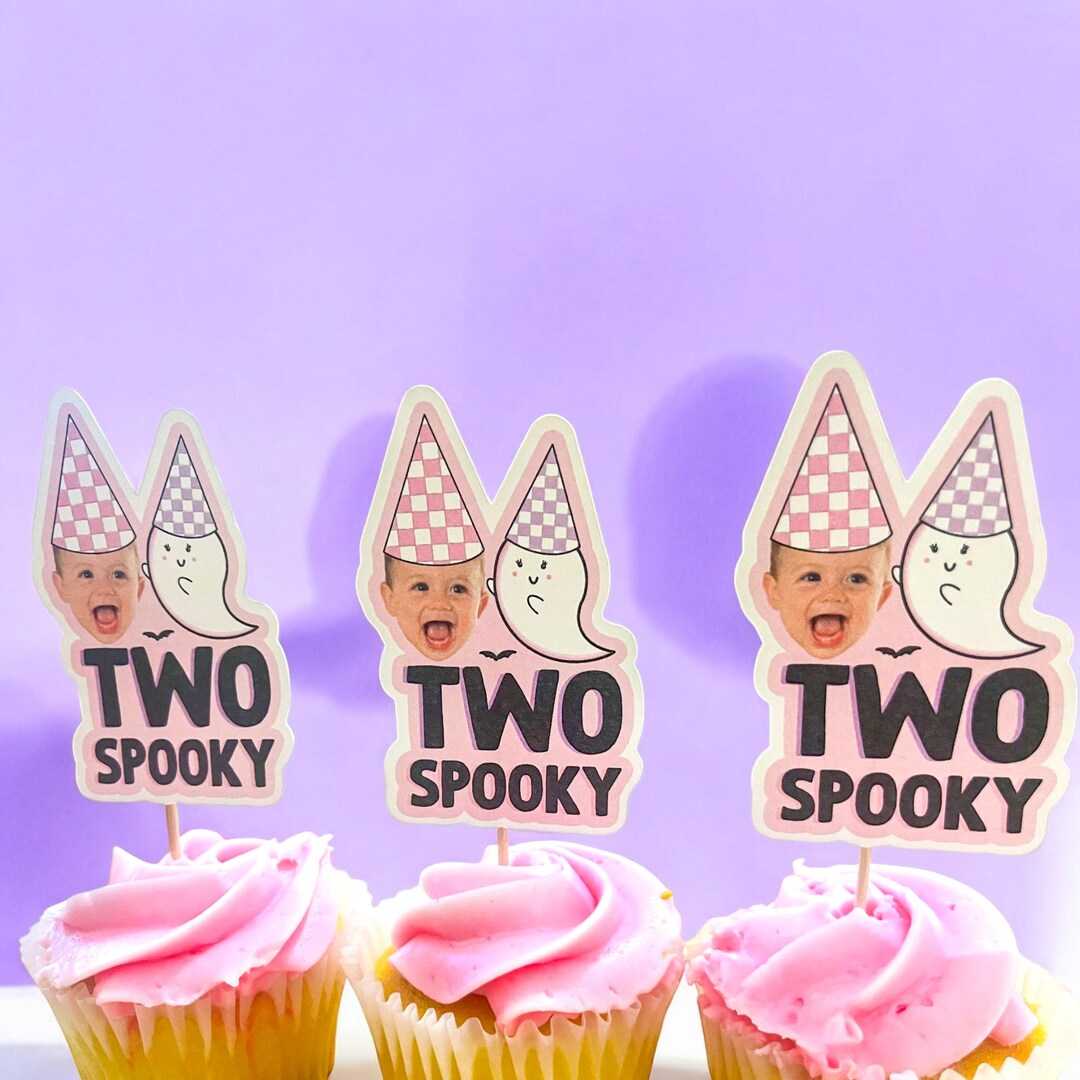 Two Spooky Personalized Cupcake Toppers Two Spooky Theme Ghost ...