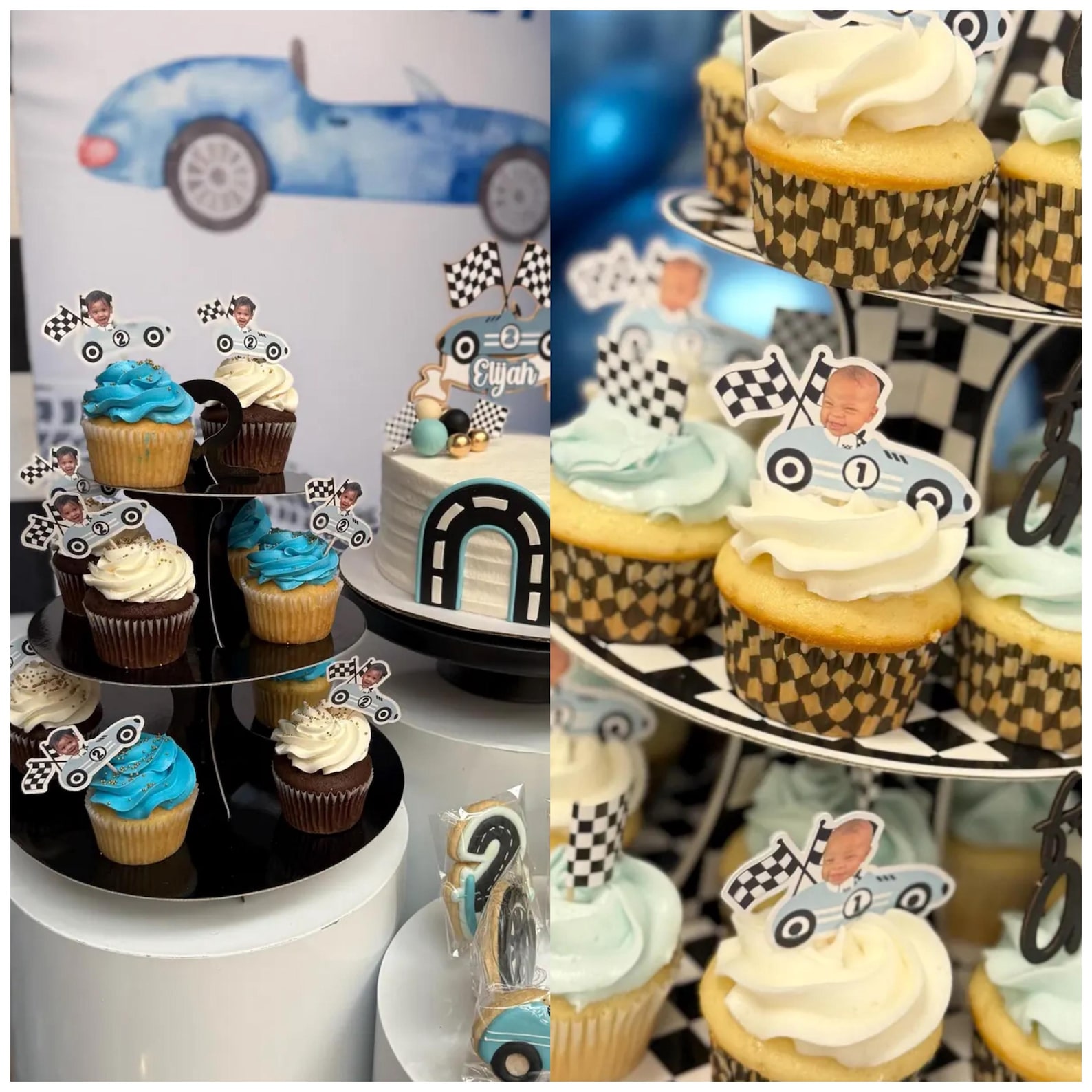 Blue Racing Toppers | Cupcake Toppers | Photo Head | Fast One ...