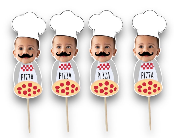 Pizza Toppers Cupcake Toppers Photo Head First Birthday Cupcake Toppers ...