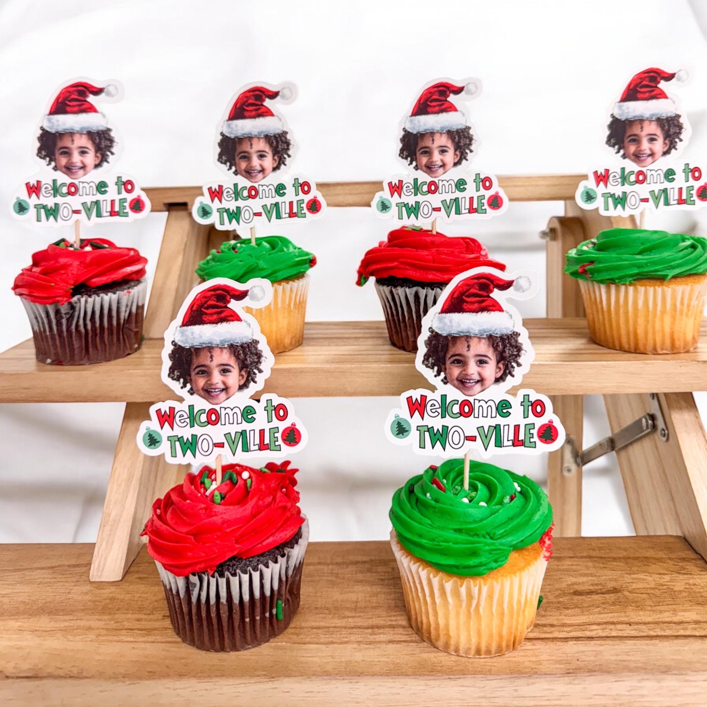 Red and Green Welcome to Two-ville Cupcake Toppers | 2nd Birthday ...