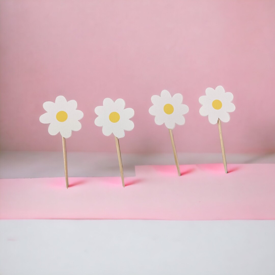 Mini Daisy Cupcake Toppers | Daisy Toppers | First Birthday | Groovy ...