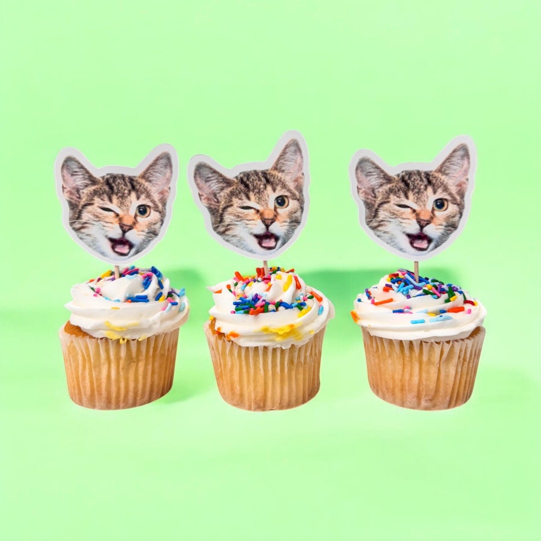Cat Birthday Photo Toppers | Cat Party | Cat Cupcake Toppers | Pawty ...
