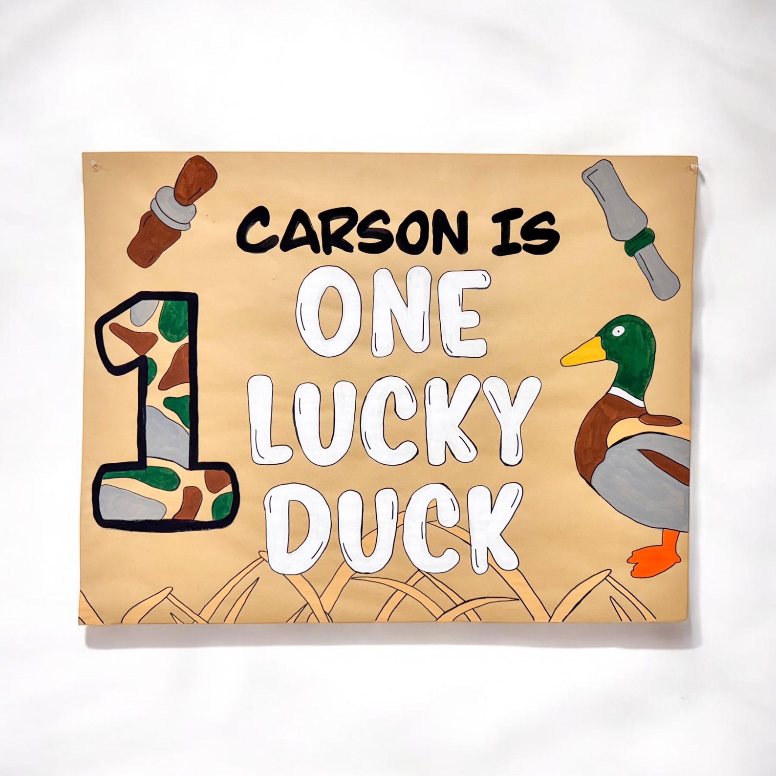Hand Painted Party Banner | One Lucky Duck | First Birthday Decorations ...