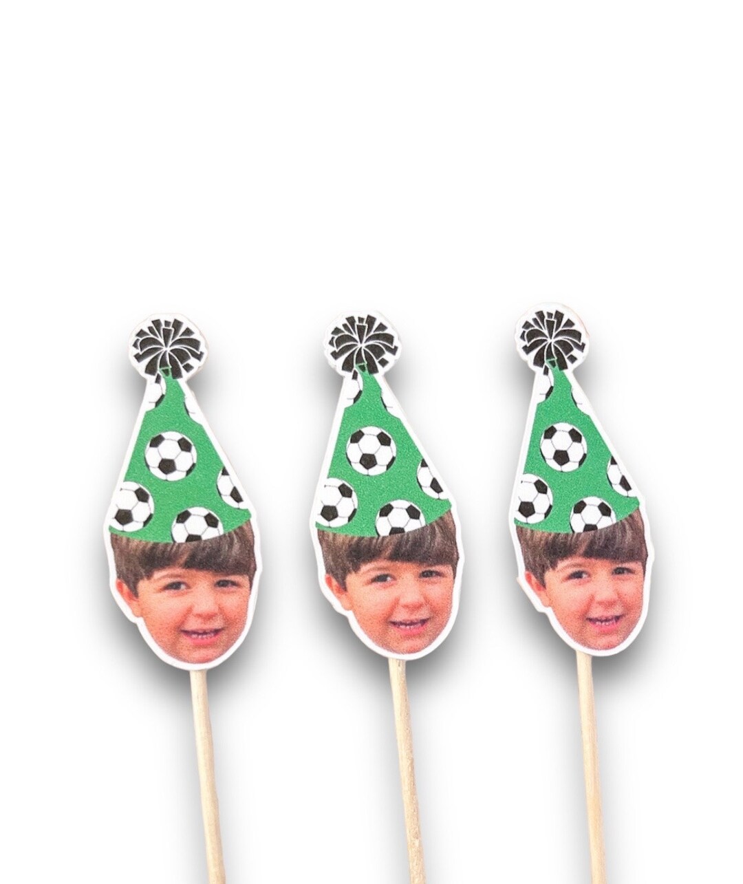 Soccer Cupcake Toppers | Soccer Photo Head | Soccer Party Supplies ...