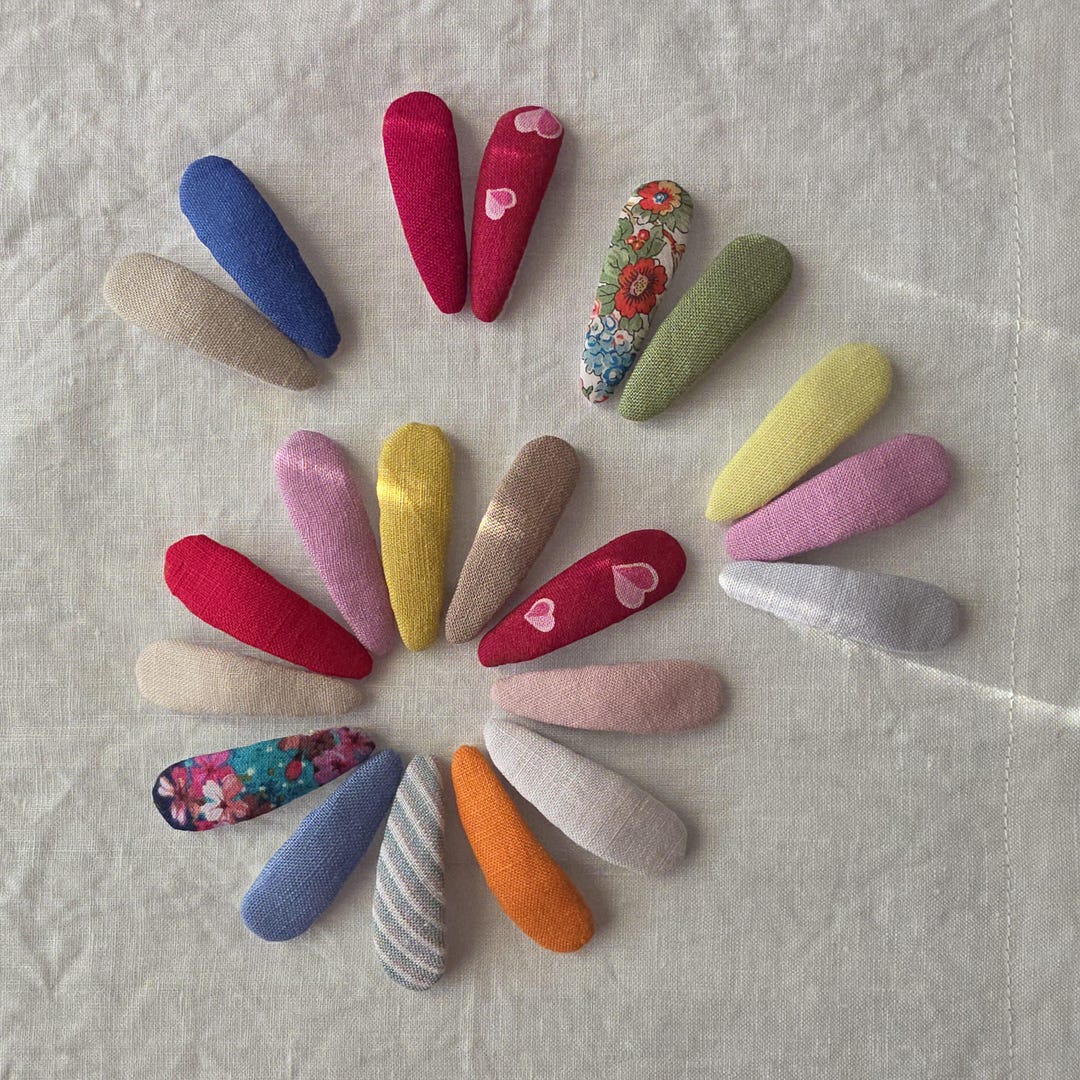 Handmade Linen Mini Snap Hair Clips for Girls & Toddlers, Gift for ...