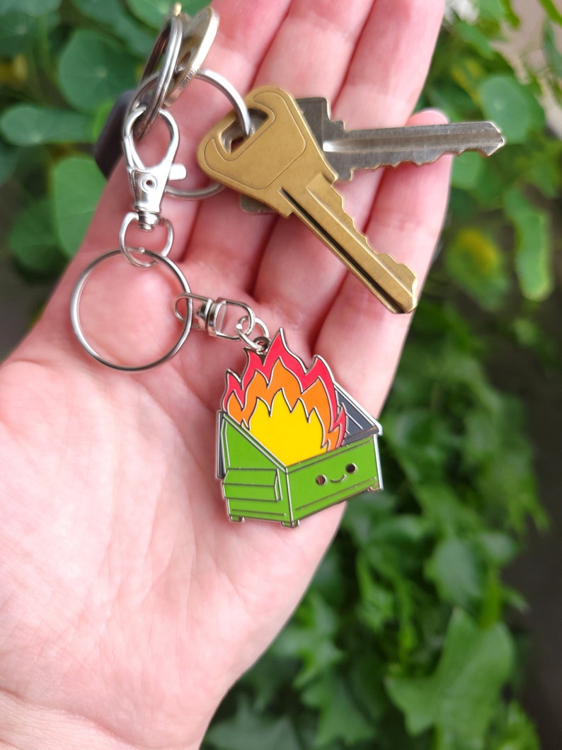 Dumpster Fire Enamel Keychain - Hard Enamel, This is Fine - Etsy