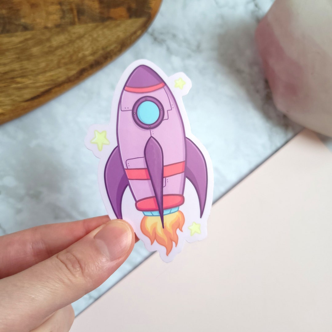 Purple Rocketship 3.5x2" Glossy Vinyl Sticker - Pastel Alien - Etsy