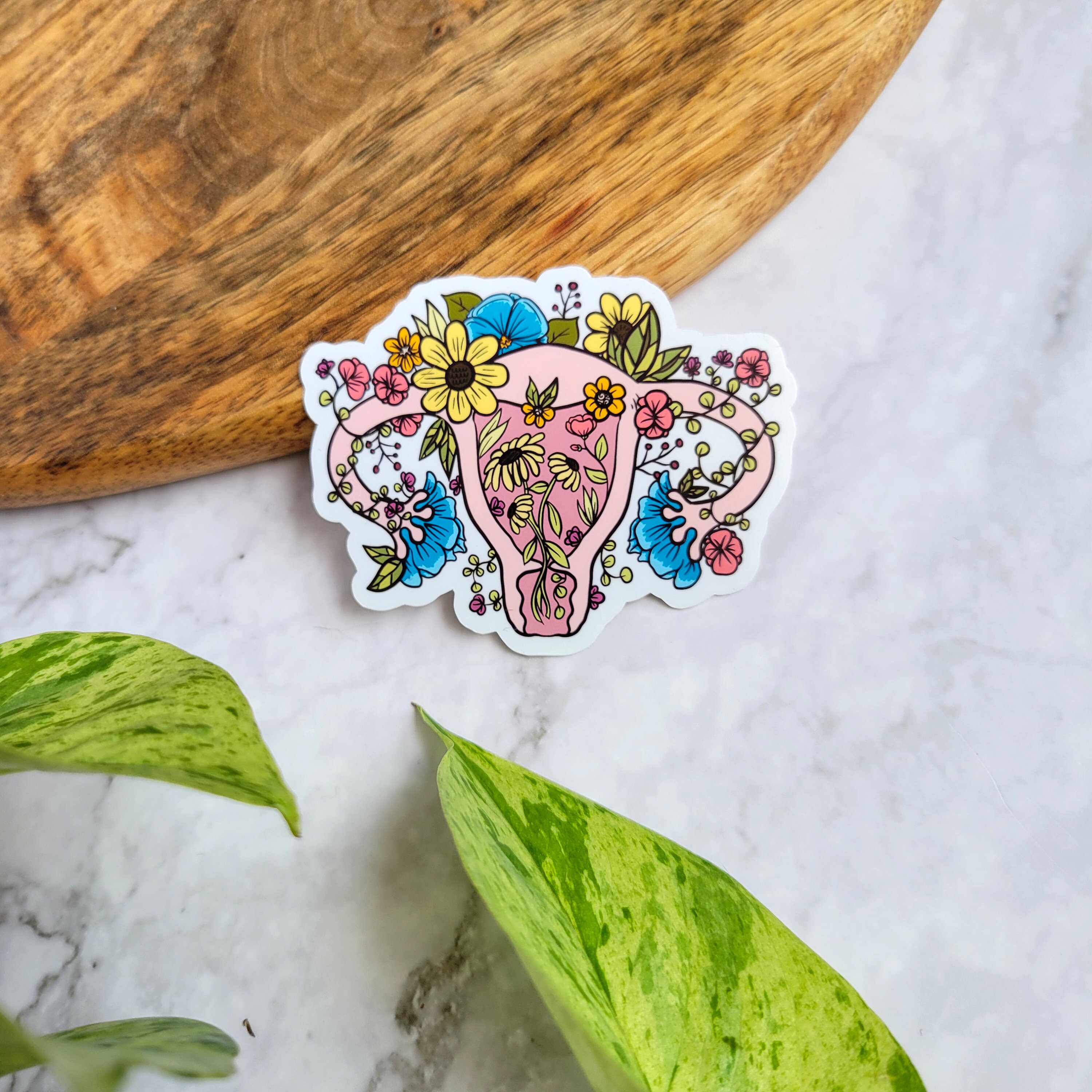 Floral Uterus & Placenta Glossy Vinyl Stickers Feminism - Etsy