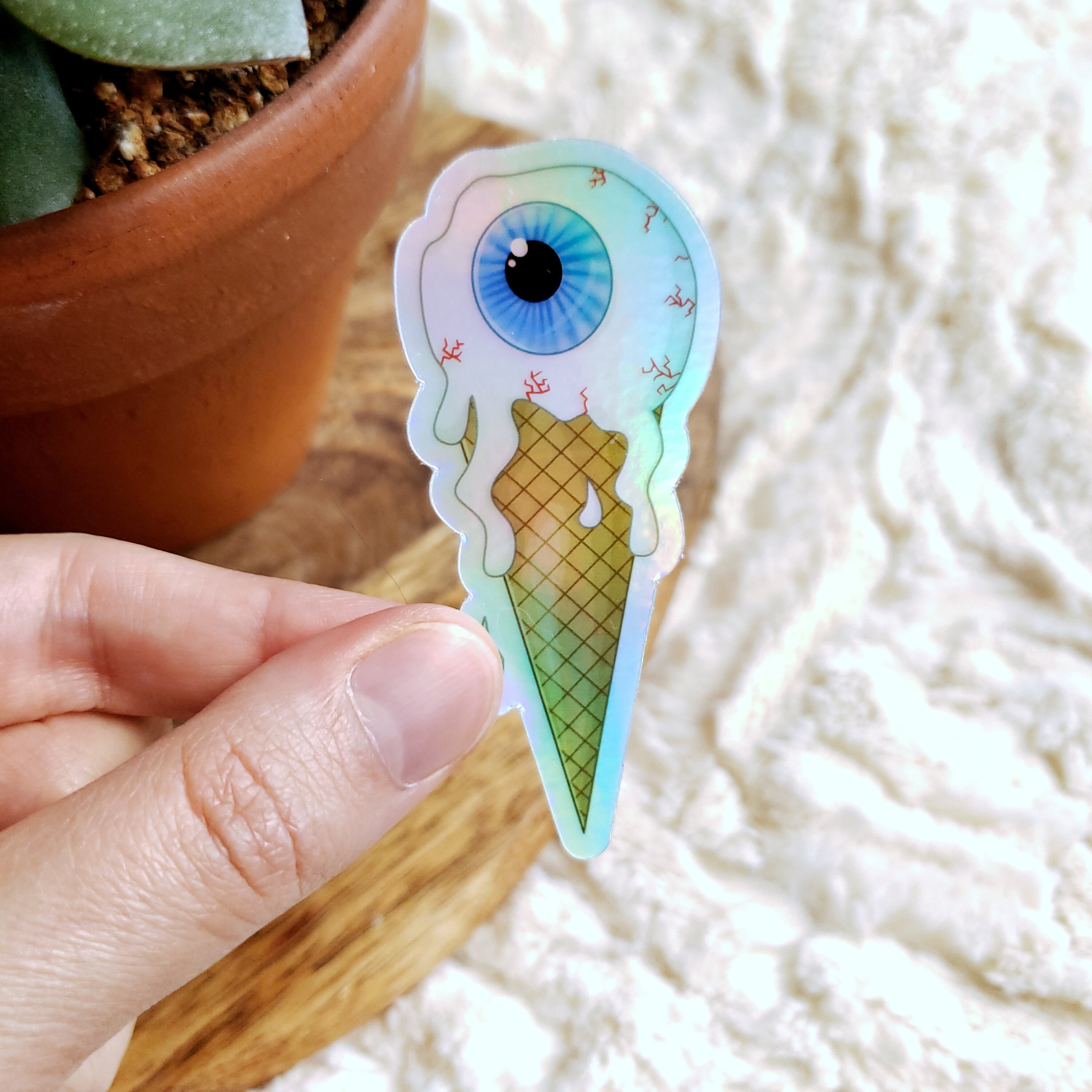 Eyeball Ice Cream 3 Holographic Vinyl Sticker Spooky - Etsy