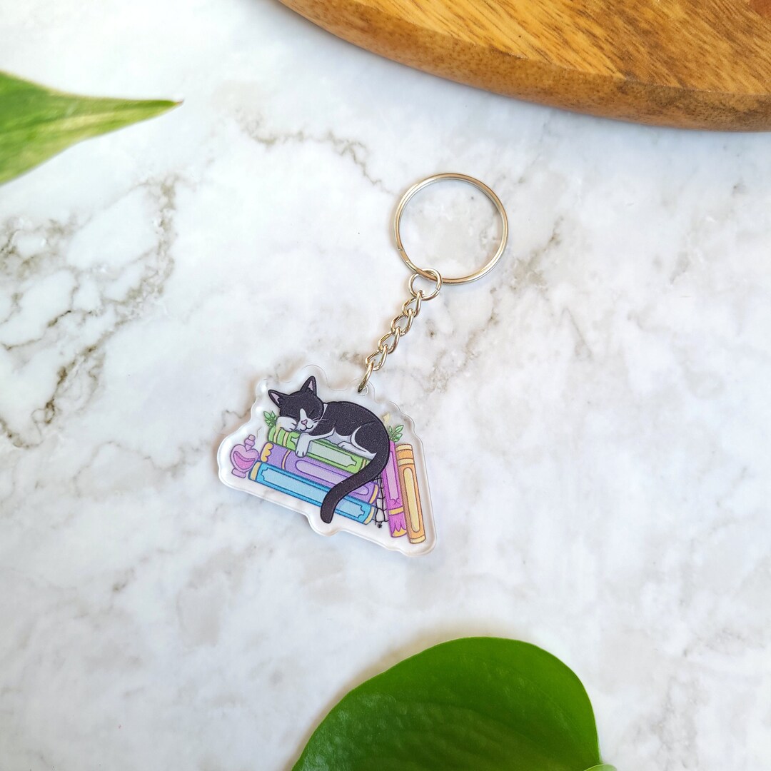 Sleepy Tuxedo Cat 3.5" Acrylic Keychain, Cat Lover - Etsy