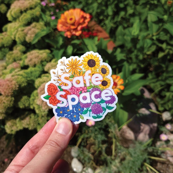 Rainbow Floral Safe Space 3x2.8 Glossy Vinyl - Etsy