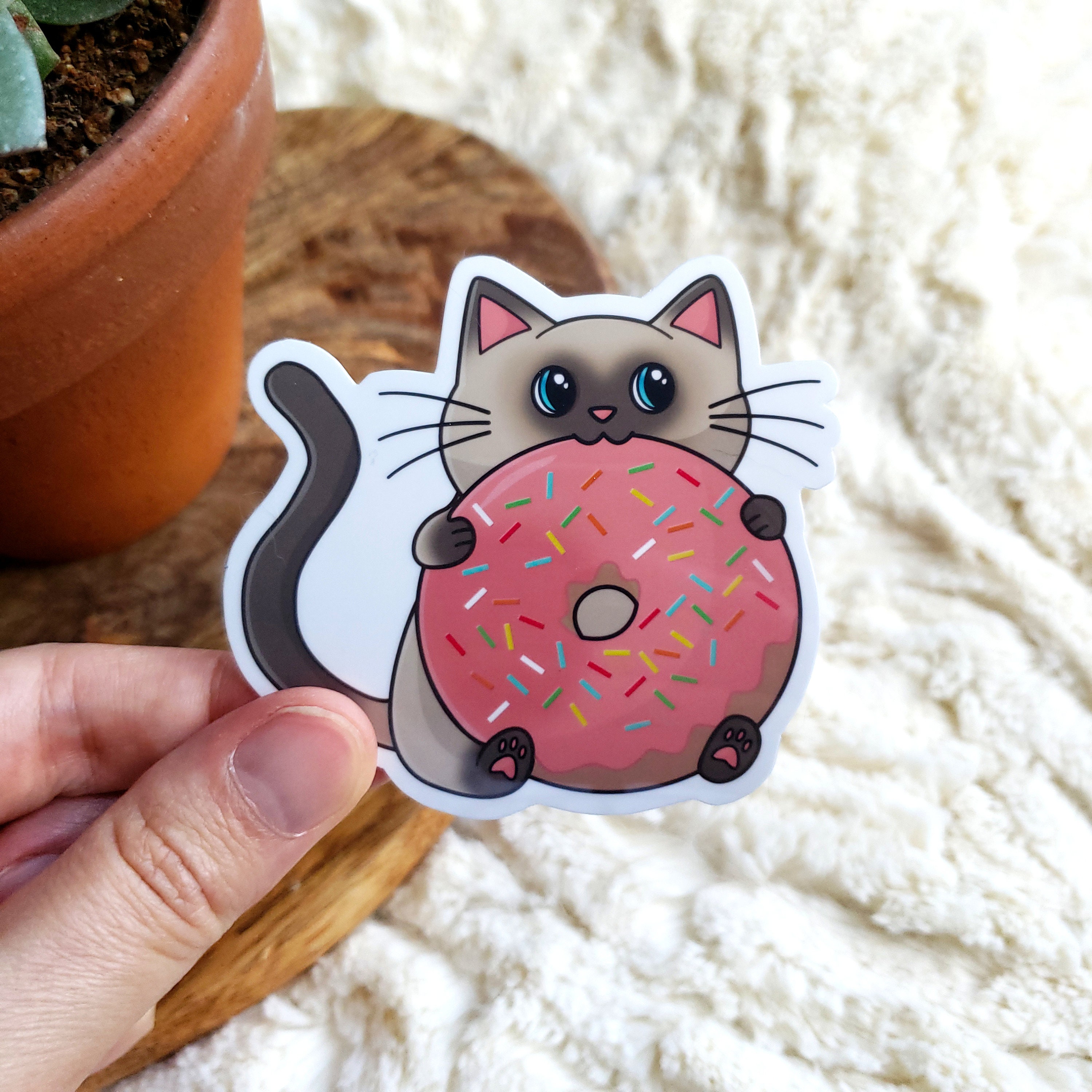 Donut Cat 3" Vinyl Sticker (glossy) | Cat | Kawaii | Food | Treat ...