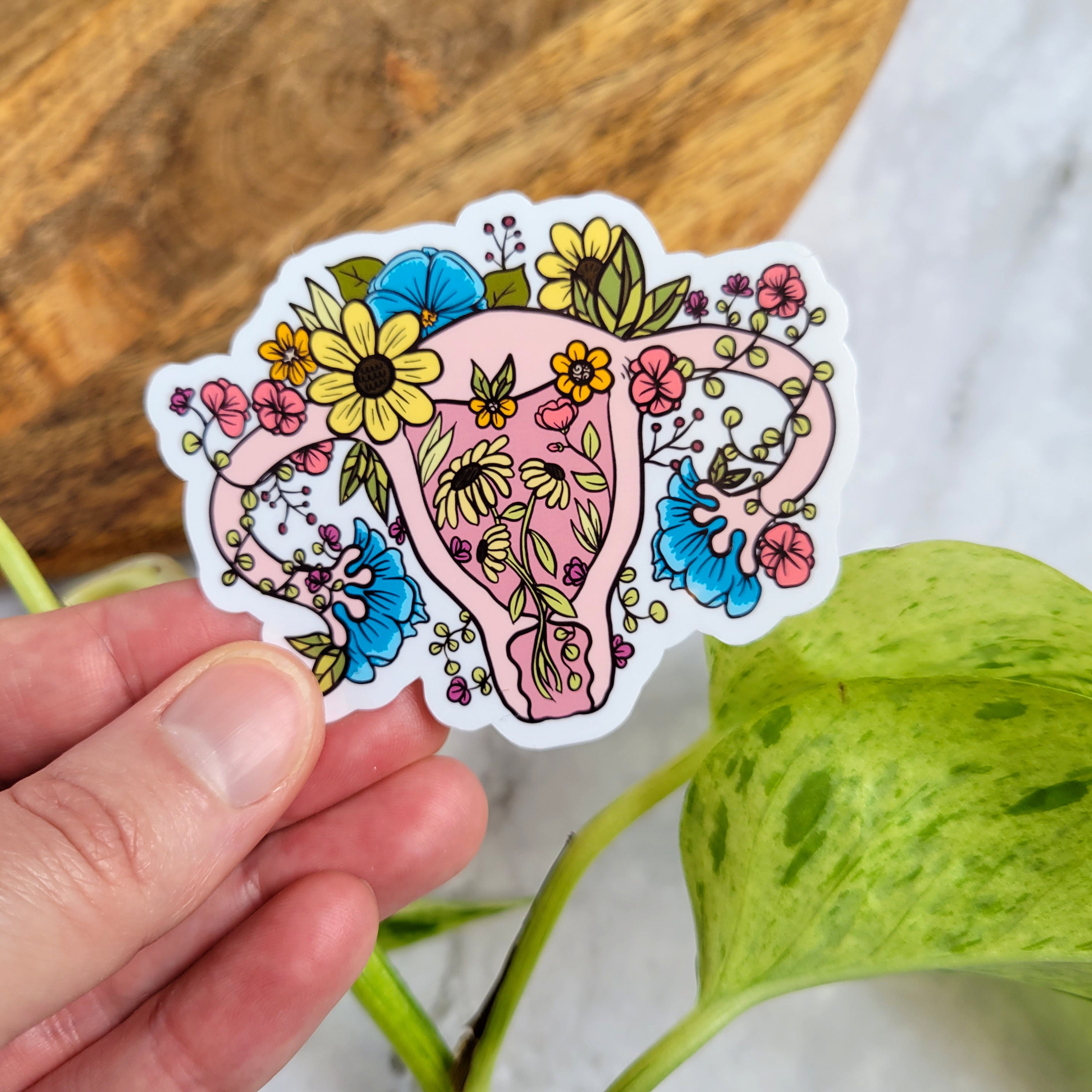 Floral Uterus & Placenta Glossy Vinyl Stickers Feminism - Etsy