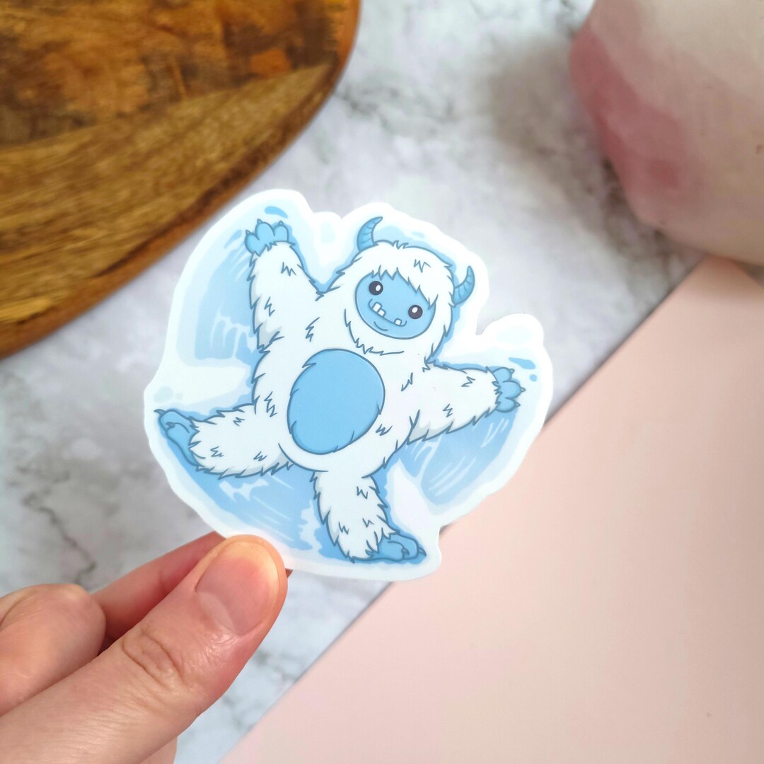 Snow Angel Yeti 3x2.8 Glossy Vinyl Sticker Cuddly Cryptid, Sticker ...