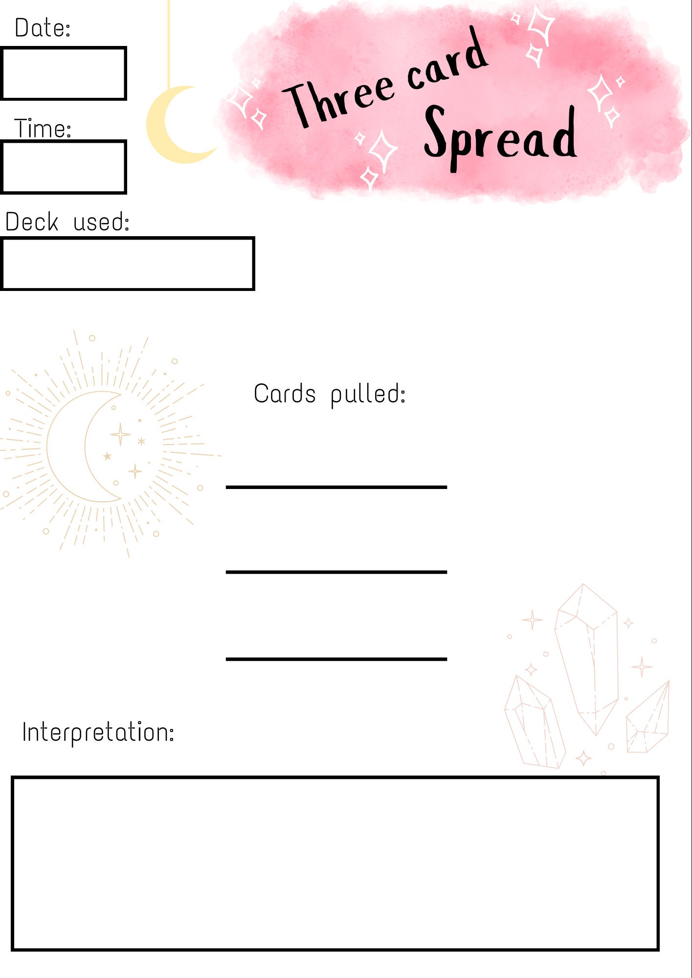 7pc Tarot Reading Template Tarot Spreads Witches Tarot Reading Template ...