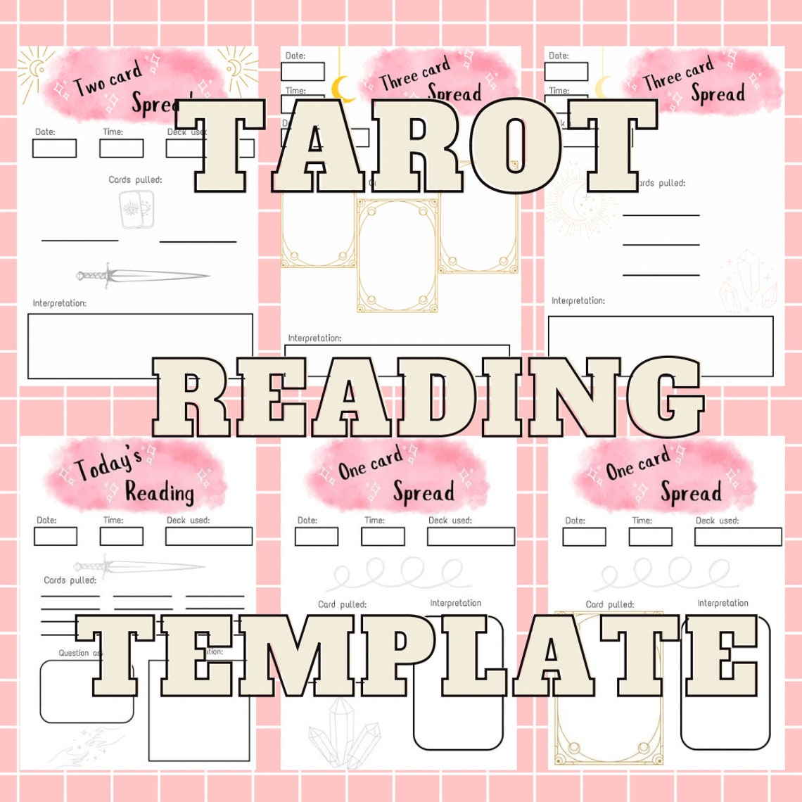 7pc Tarot Reading Template Tarot Spreads Witches Tarot Reading Template ...