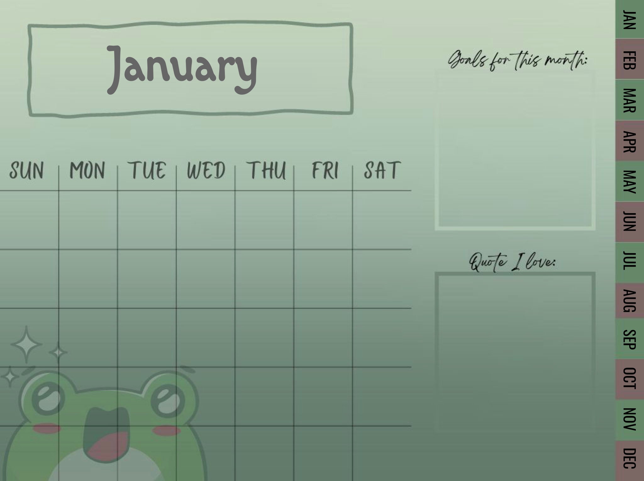 2023 Froggy Calendar | Cute Frog Calendar | Calendar | - Etsy