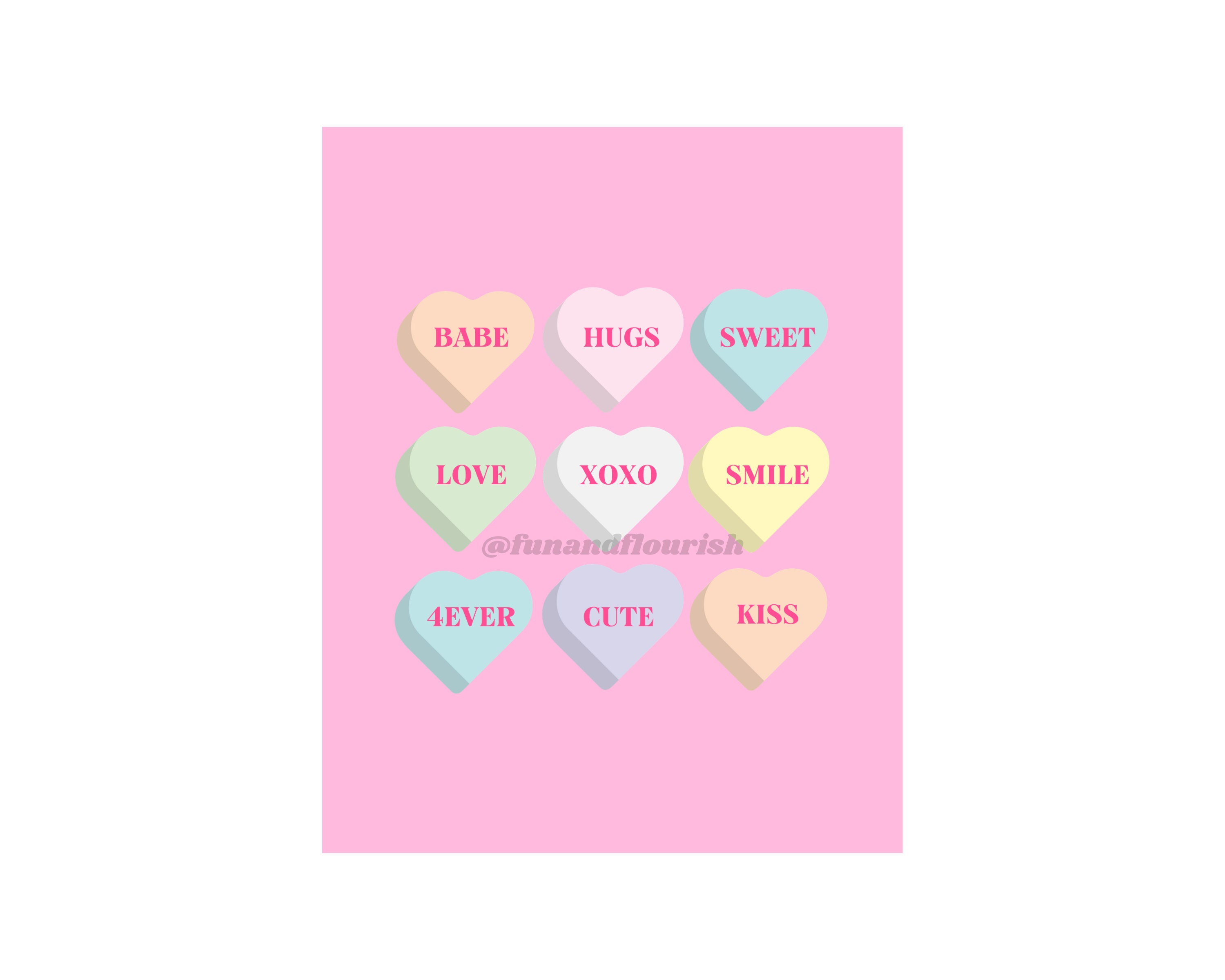 Candy Hearts Valentine Print | Candy Hearts Printable | Conversation ...