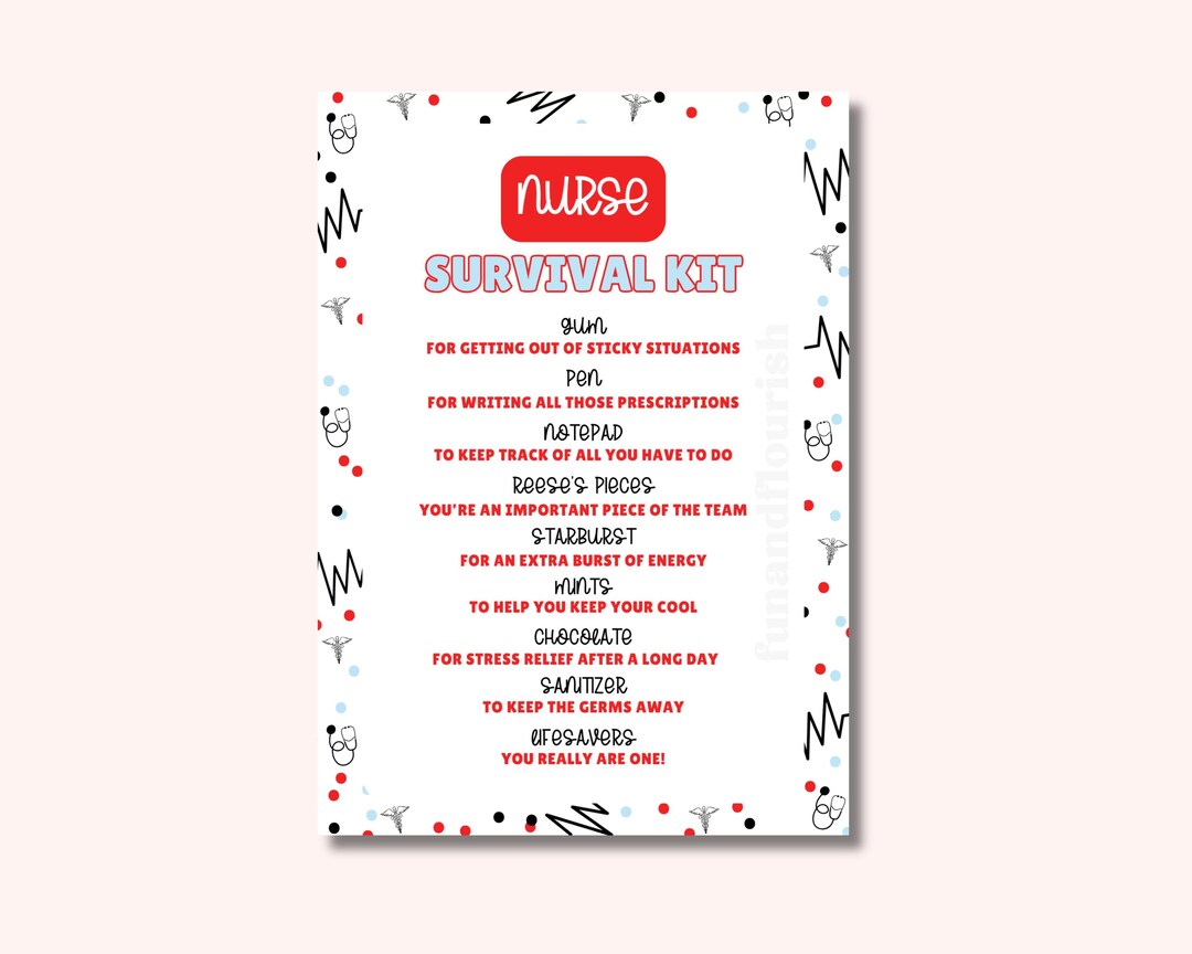 Nurses Survival Kits Tag | Nurse Gifts | National Nurses Day | Health ...