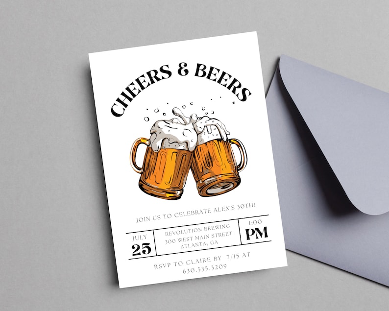 Cheers & Beers Birthday Invitation Beer Party Invite - Etsy