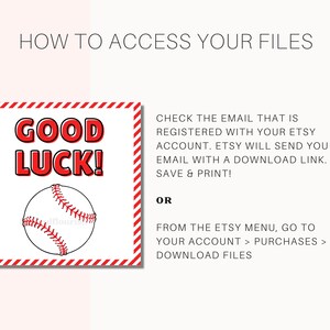 Baseball Treat Tag | Baseball Good Luck Tag for Treats | Game Day Gift ...