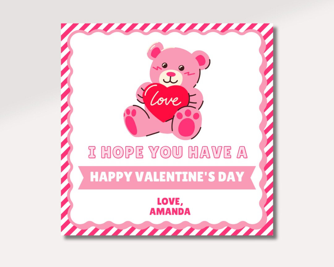 Bear Valentine Tag | Kids Valentines for School | Bear Grahams ...
