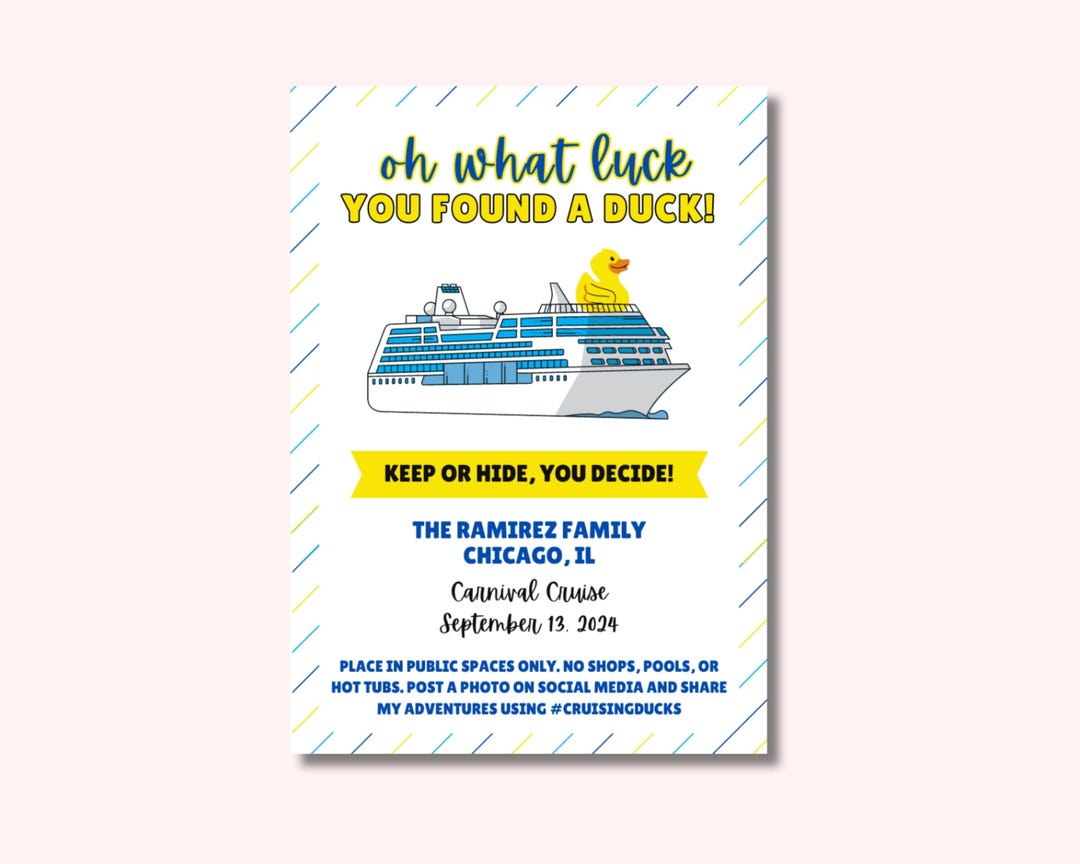 Editable Cruising Ducks Tag Template | Cruise Ship Rubber Ducks Game ...