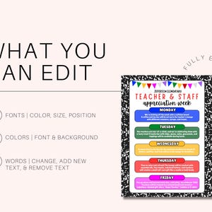 Editable Teacher Appreciation Week Flyer | Itinerary | Daily Theme ...