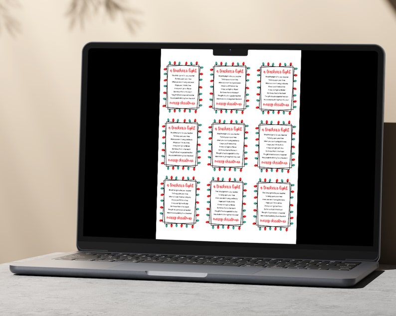 A Teacher's Light Poem Printable Card for Ornaments | Christmas Teacher ...