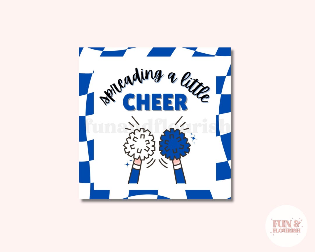Printable Cheer Squad Tag | Spreading a Little Cheer Tag | Cute Cheer ...