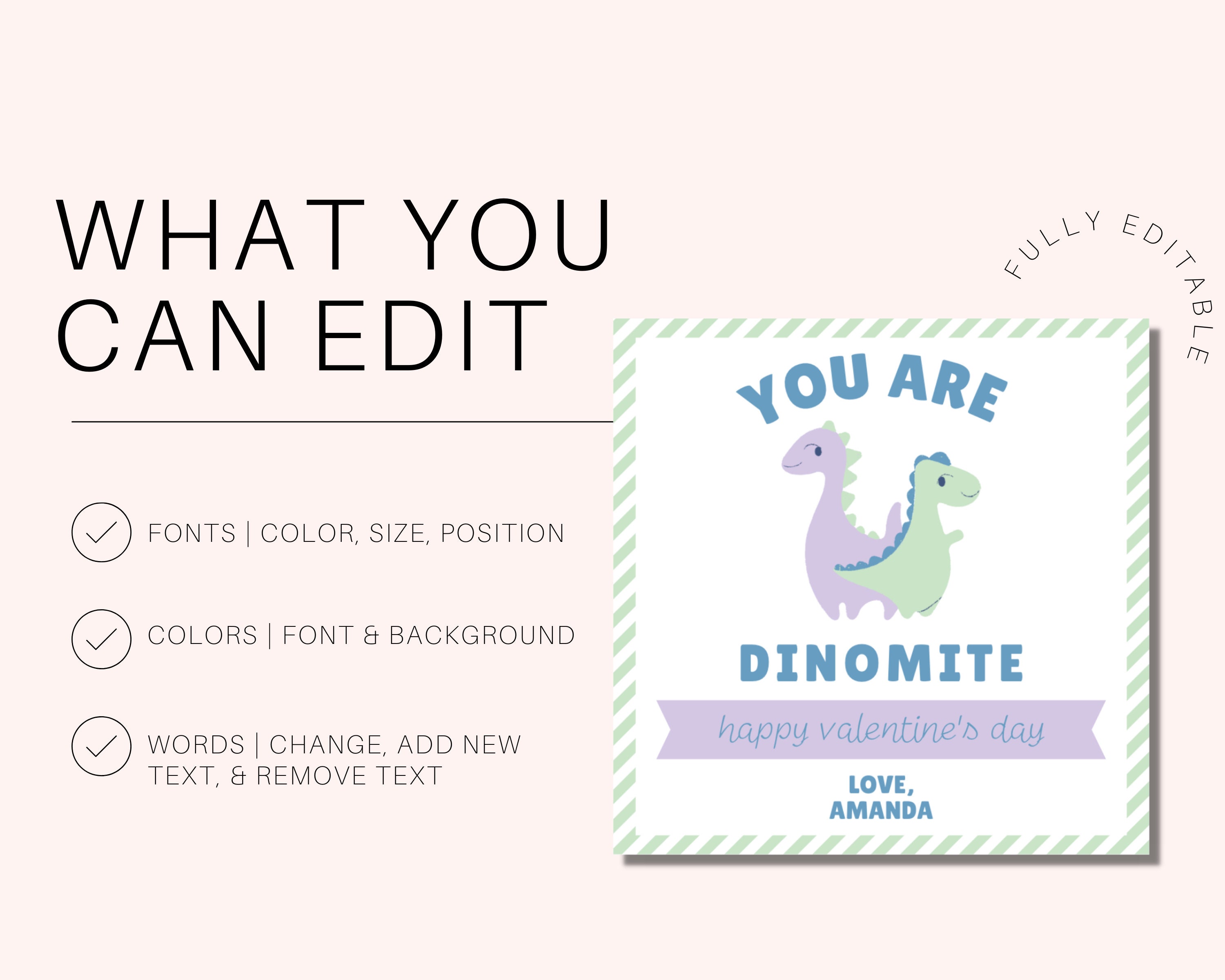 Dino-mite Valentine Tag Printable Dinosaur Valentine Card - Etsy