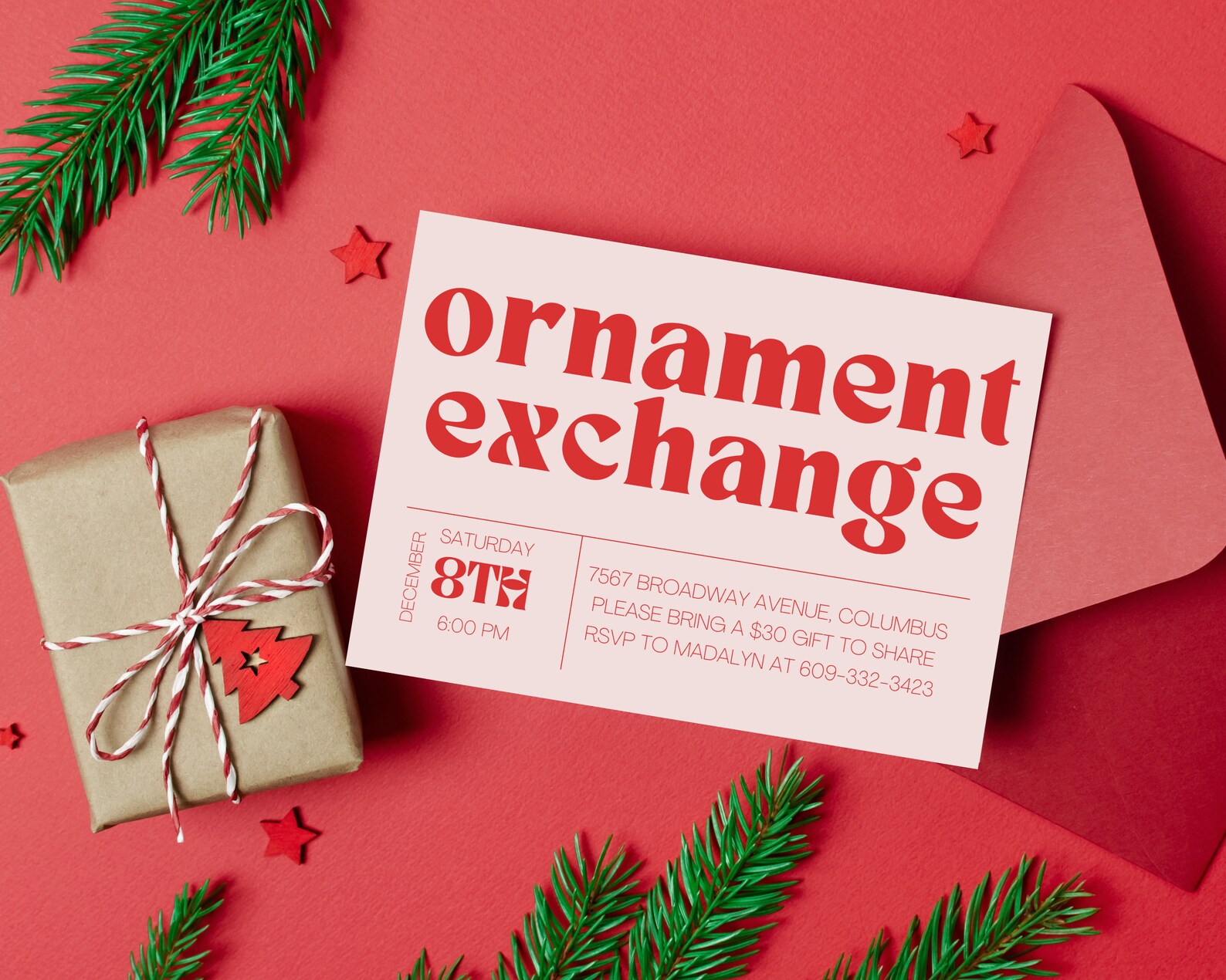 Ornament Exchange Party Invitation | Minimalist Christmas Invite ...