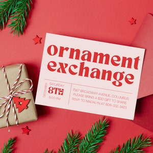 Ornament Exchange Party Invitation | Minimalist Christmas Invite ...