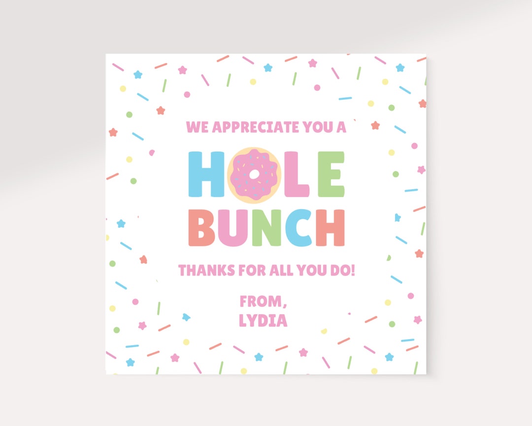 Editable Donut Thank You Tag | Thanks A Hole Bunch Tag | Teacher ...