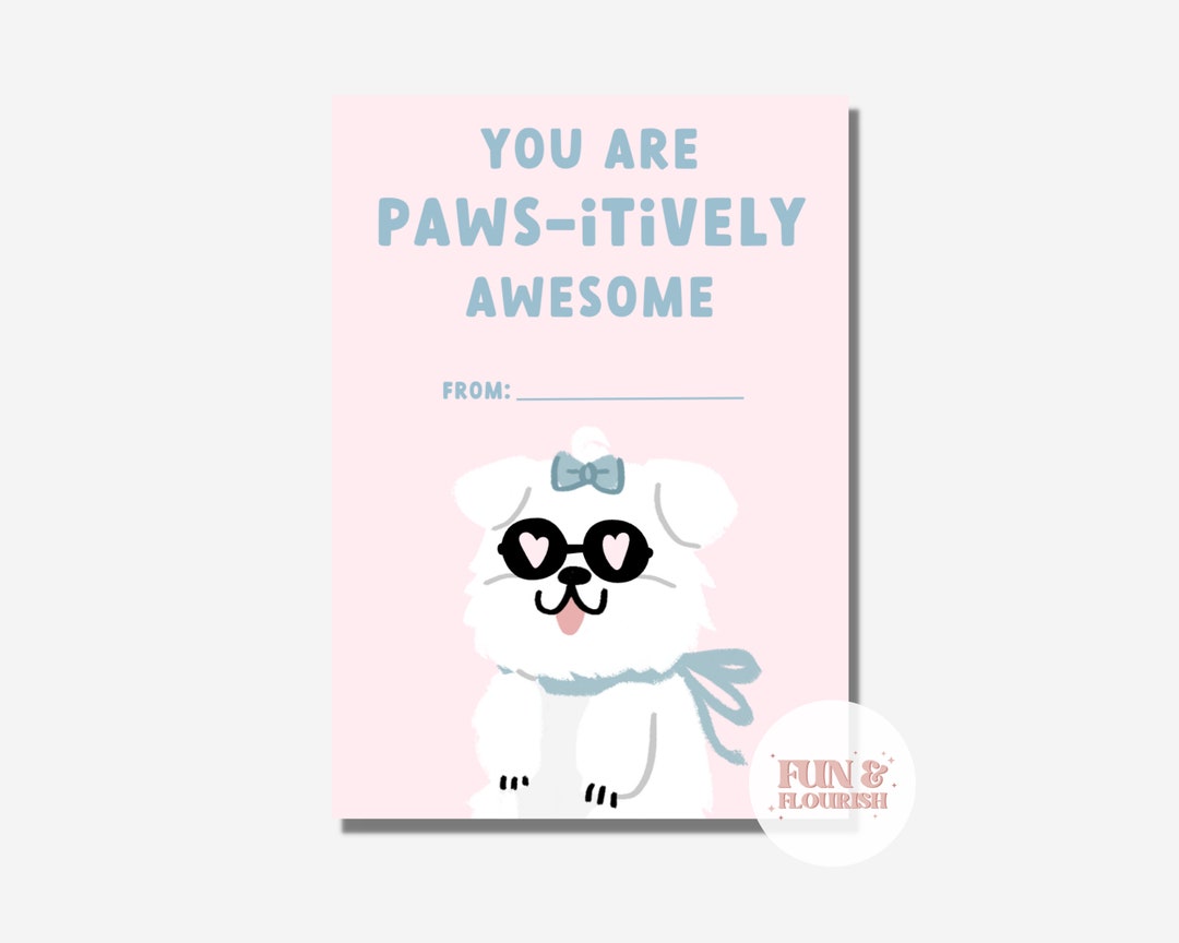 Printable Puppy Dog Valentine Cards | Kids Classroom Puppy Valentine ...