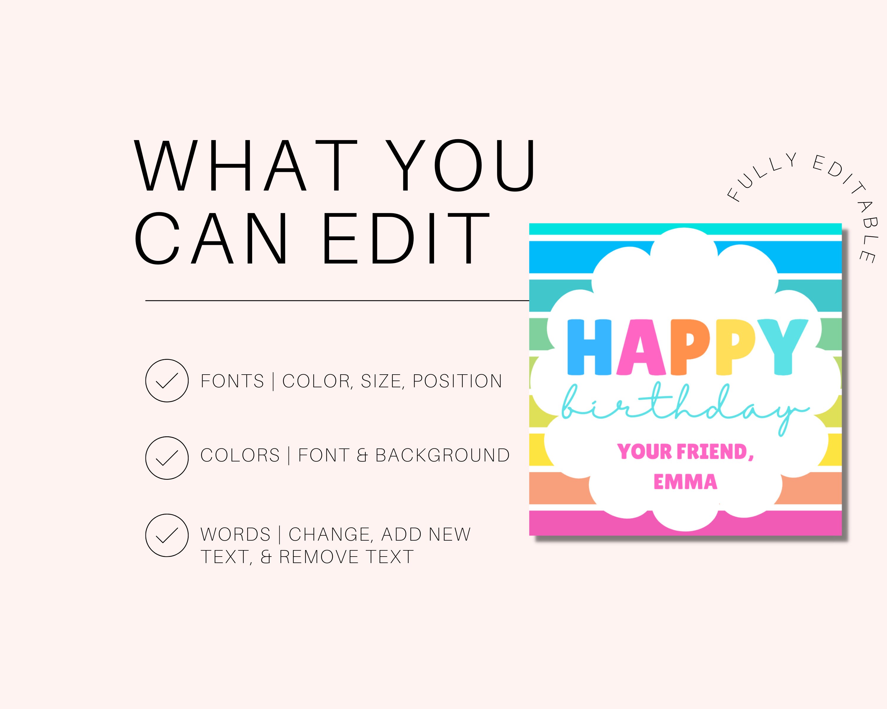 Editable Happy Birthday Gift Tag Editable Gift Tag for - Etsy