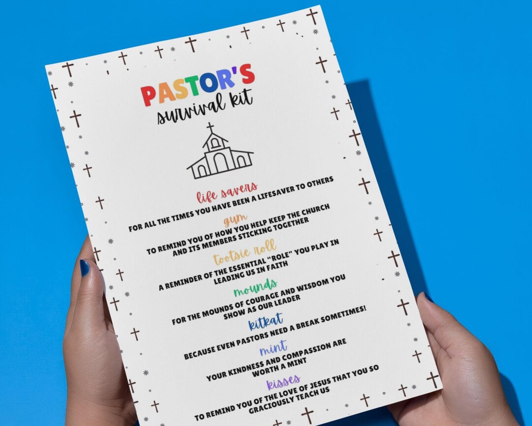 Pastors Survival Kit Printable | Survival Kit Tag | Sunday School ...