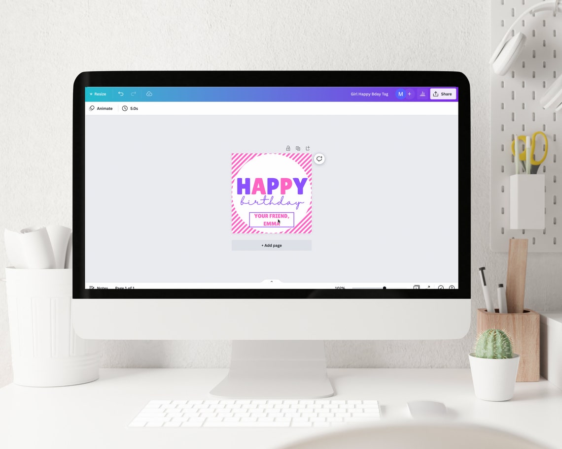 Editable Happy Birthday Gift Tag | Editable Gift Tag for Friends | Kids ...