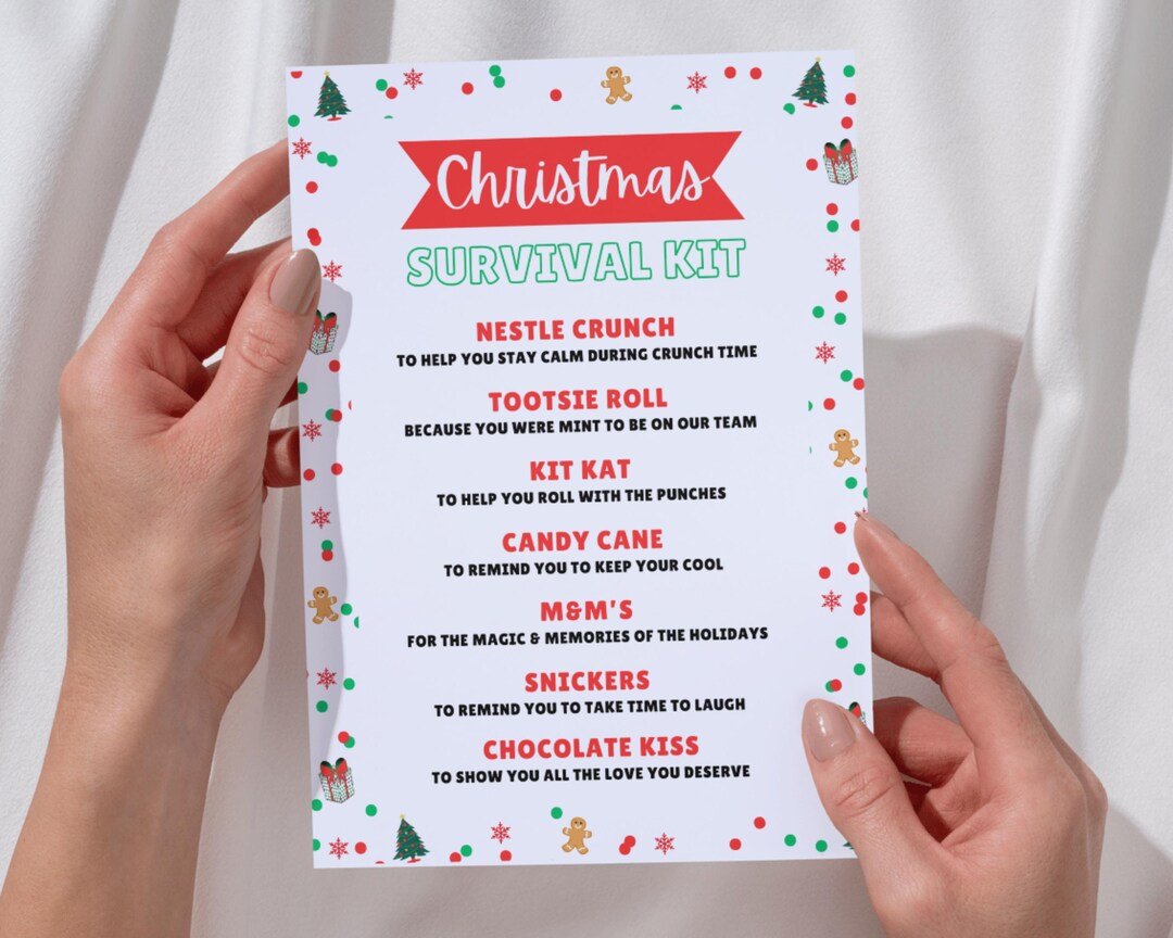 Christmas Survival Kit Printable | Staff Christmas Gift | Goody Bags ...