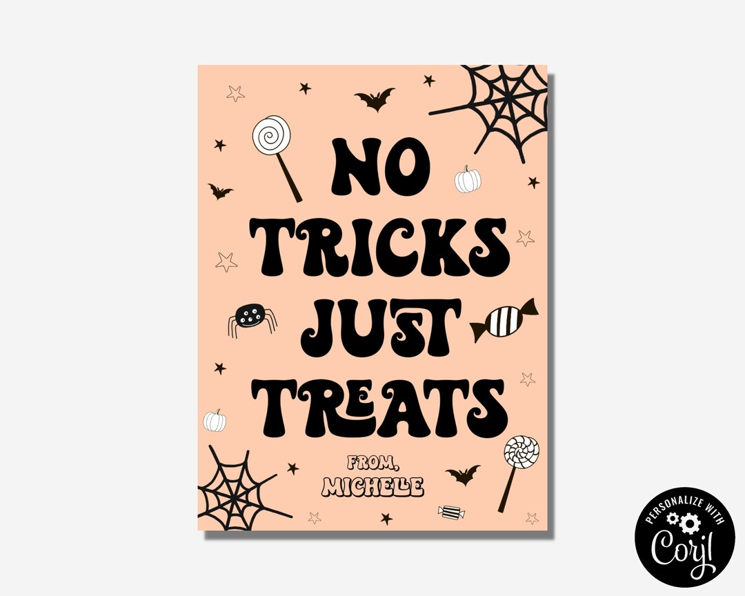 No Tricks Just Treats Tag | Kids Halloween Tag | Trick or Treat Tag ...