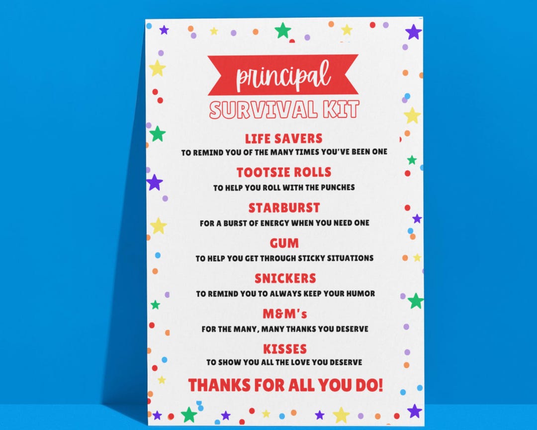 Principal Survival Kit Printable | Survival Kit Tag | School ...