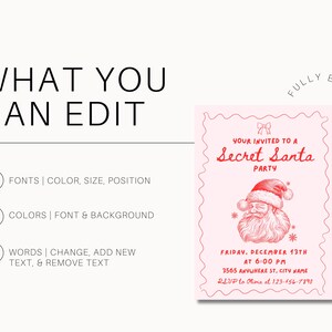 Secret Santa Party Invitation | Pink Christmas Invite | Holiday Party ...