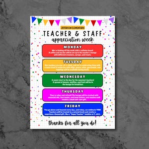 Editable Teacher Appreciation Week Flyer | Itinerary | Daily Theme ...